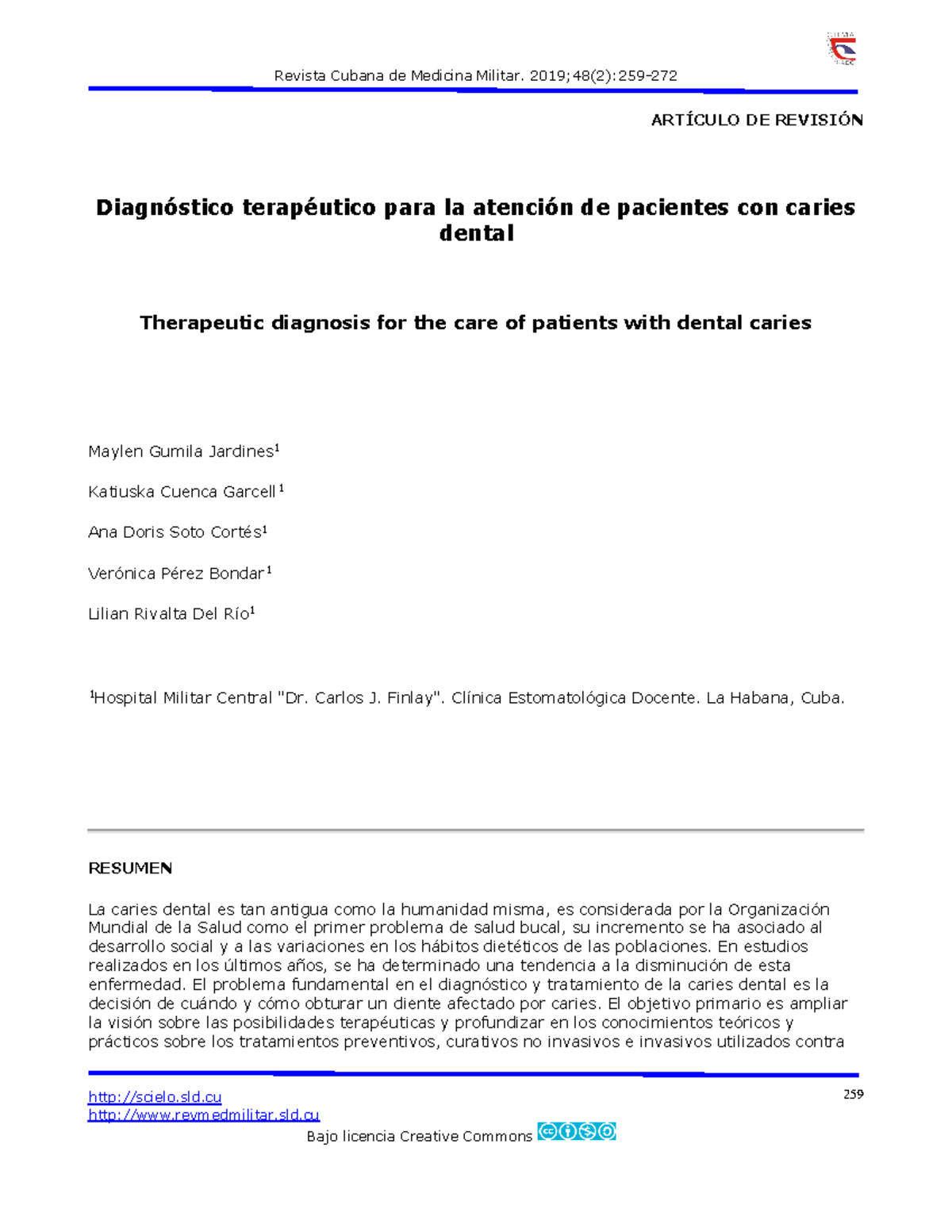 1561-3046-mil-48-02-e234 - scielo.sld revmedmilitar.sld 259 ARTÍCULO DE ...