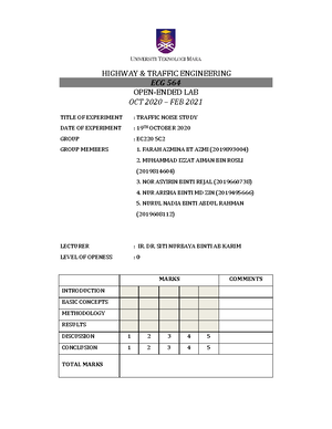 Traffic Volume Study LAB Report - HIGHWAY & TRAFFIC ENGINEERING ECG ...