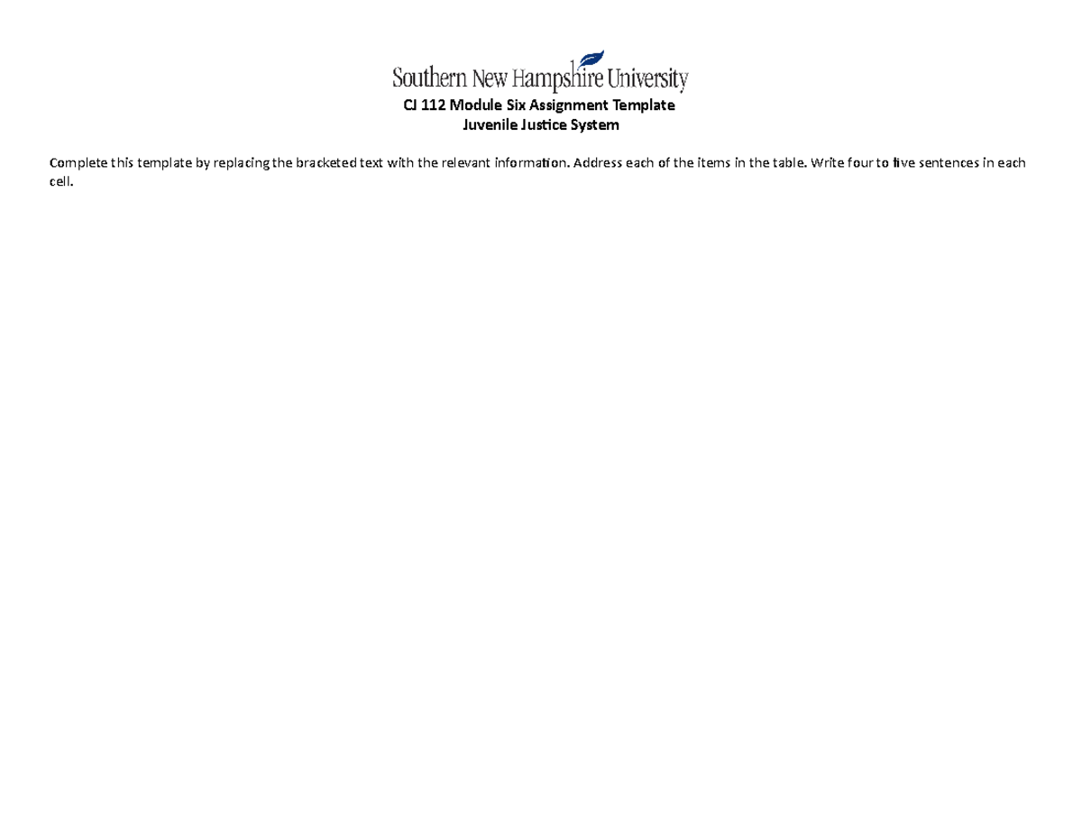 CJ112 6-2 Module Six Assignment Juvenile Justice - CJ 112 Module Six ...