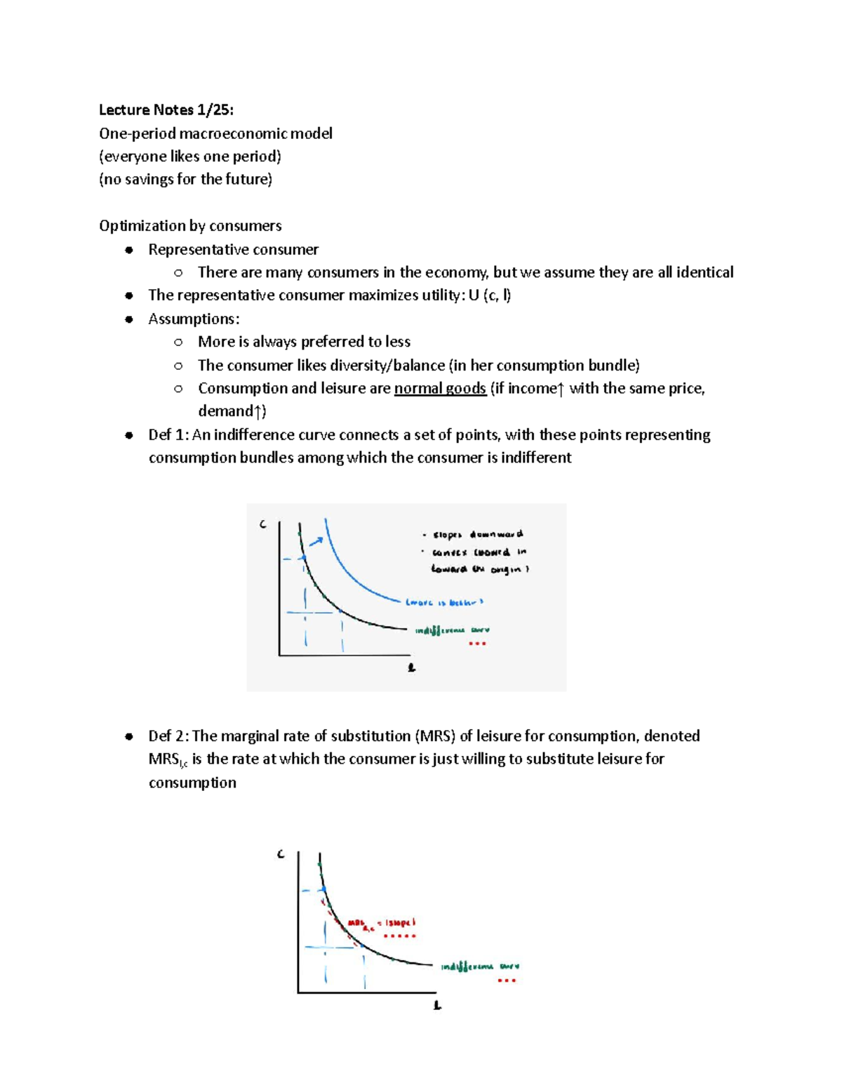 Chapter 4 Lecture Homework Notes - Lecture Notes 1/25: One-period ...