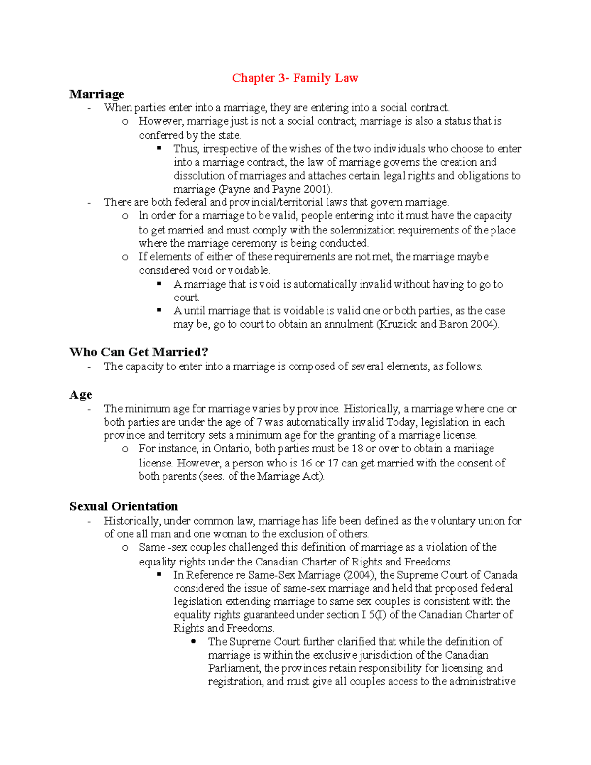 Chapter 3 - Lecture notes 3 - Chapter 3- Family Law Marriage When ...