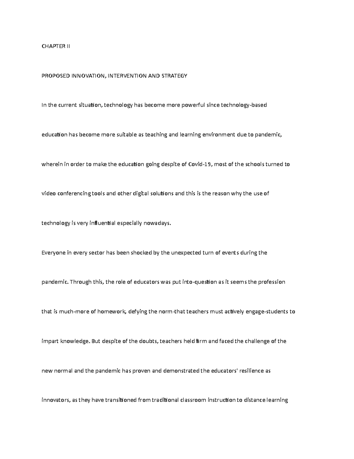 Education Research 13 - CHAPTER II PROPOSED INNOVATION, INTERVENTION ...