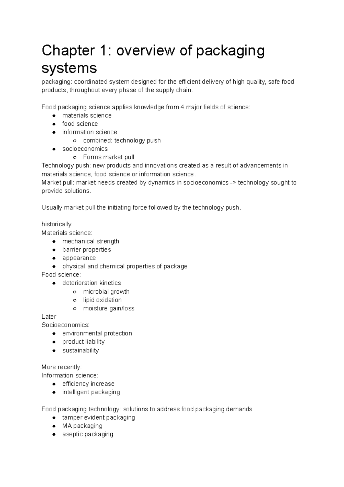 Summary Food packaging and design chapter 1 & 3-8 - Chapter 1: overview ...