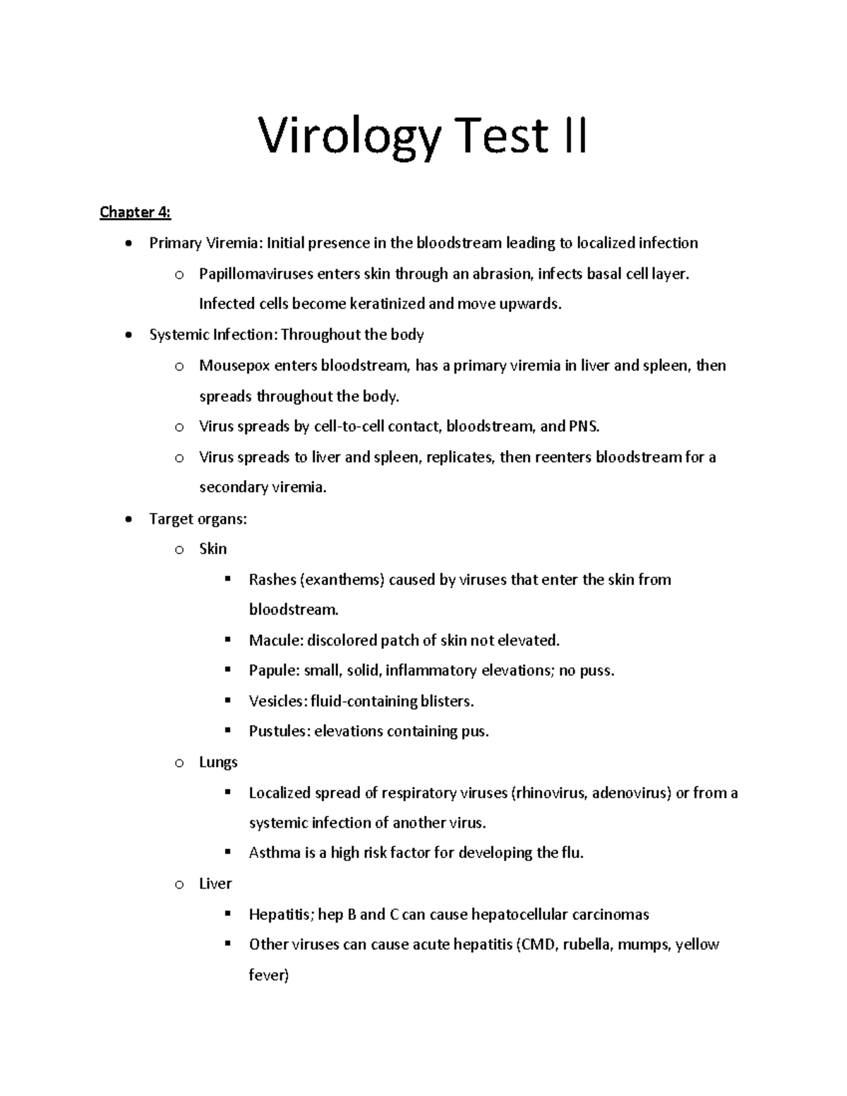 Virology Test2 Study Guide - Virology Test II Chapter 4: Primary ...