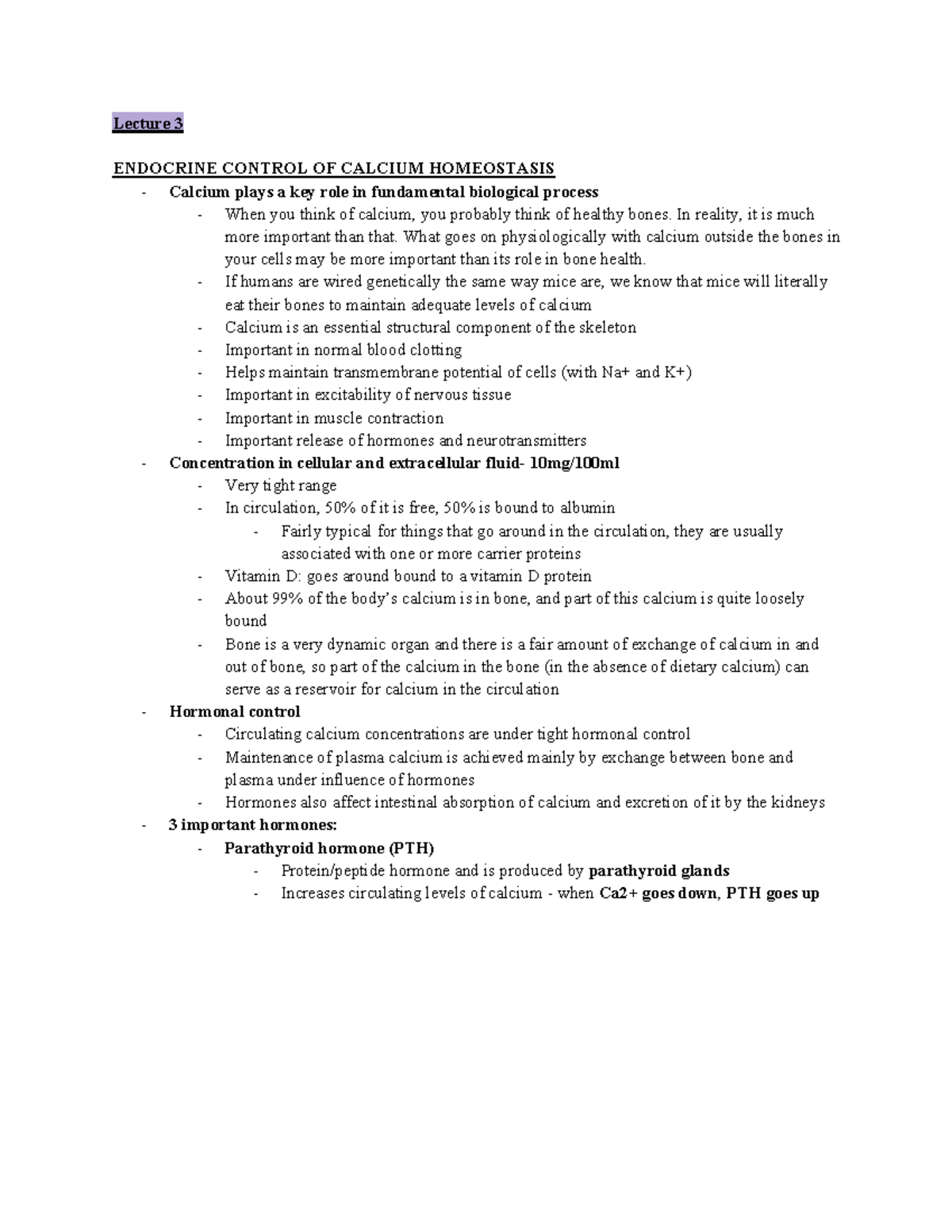 Endocrinology Part 3 - Dr. White - Lecture 3 ENDOCRINE CONTROL OF ...