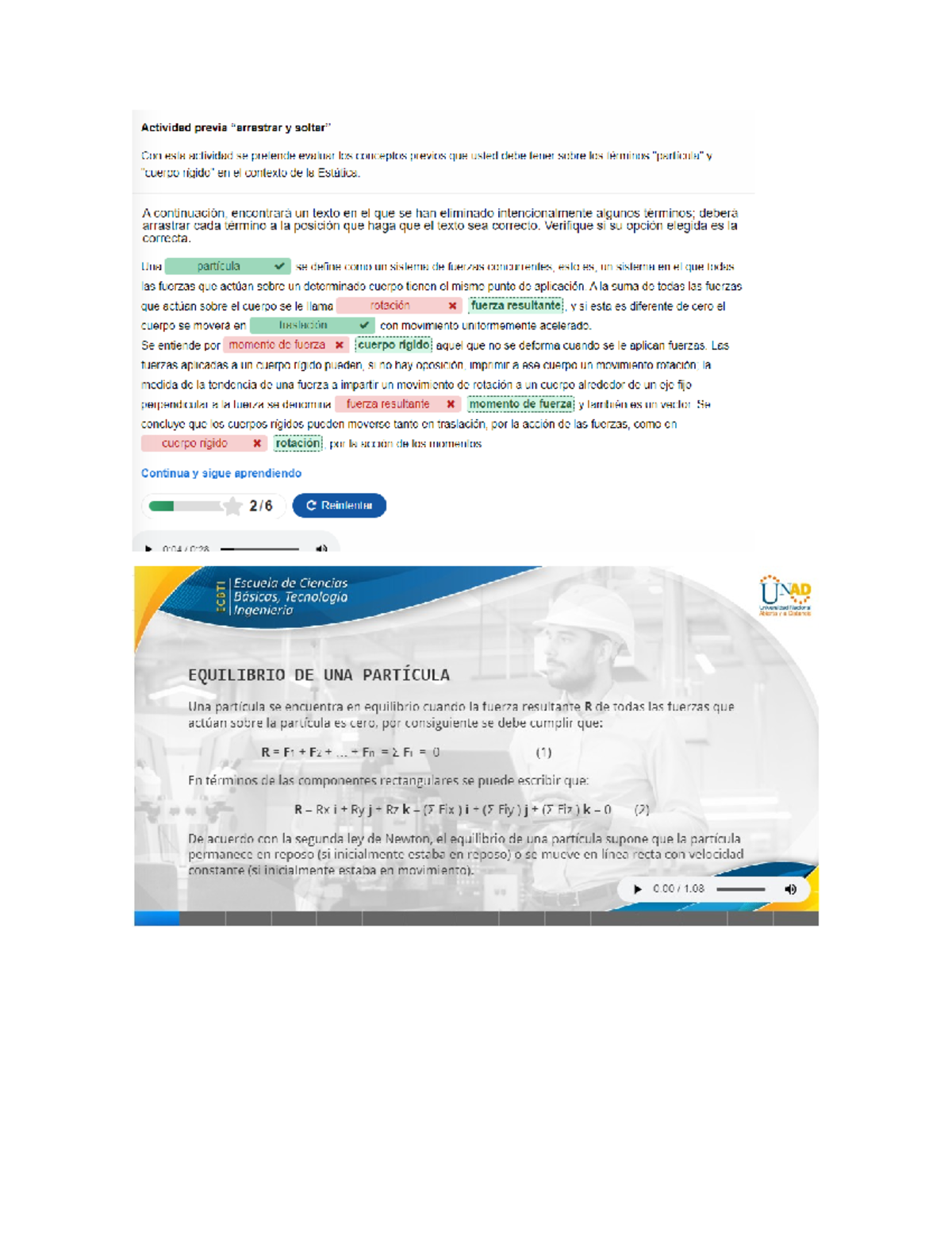 Doc1 - estatica - Actividad previa y Con esta actividad se pretende evaluar los conceptos ...