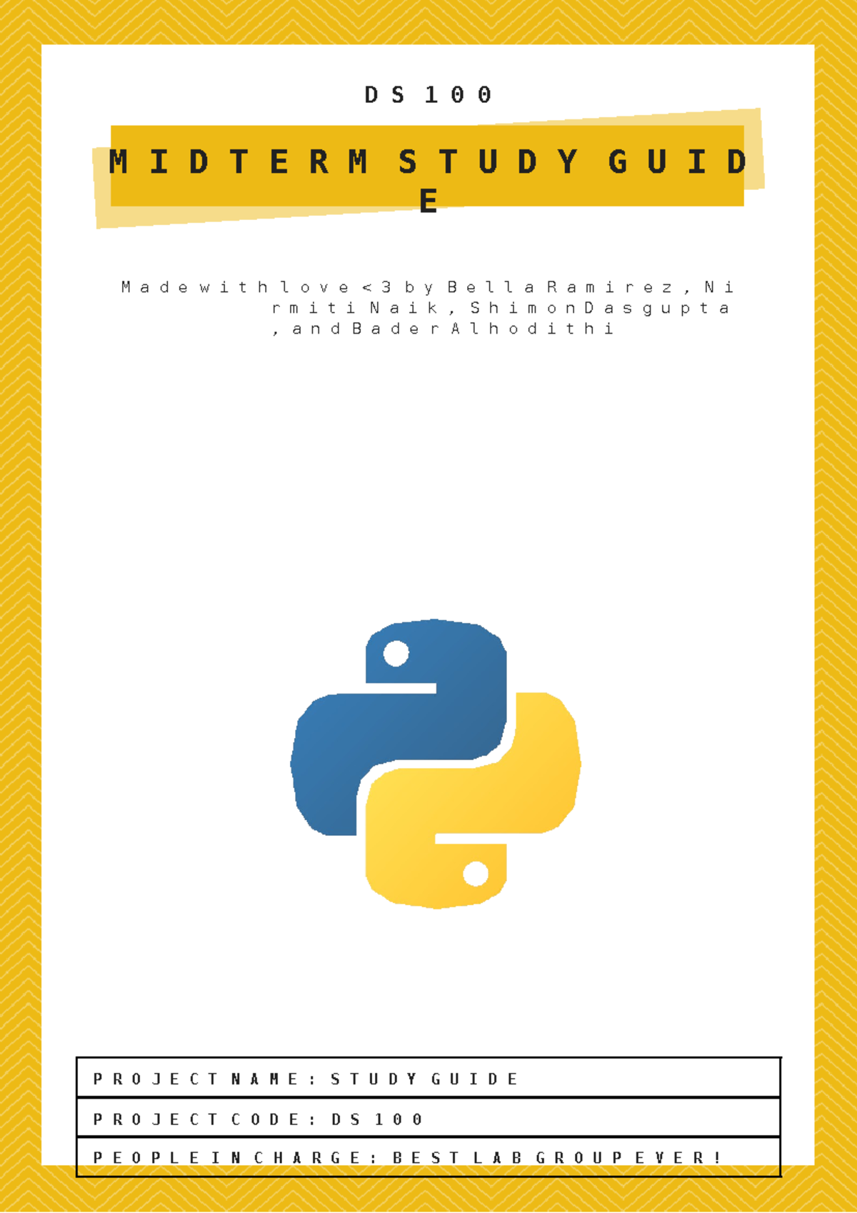 DS 100 Study Guide,word - O B J E C T I V E ####### This is a study ...