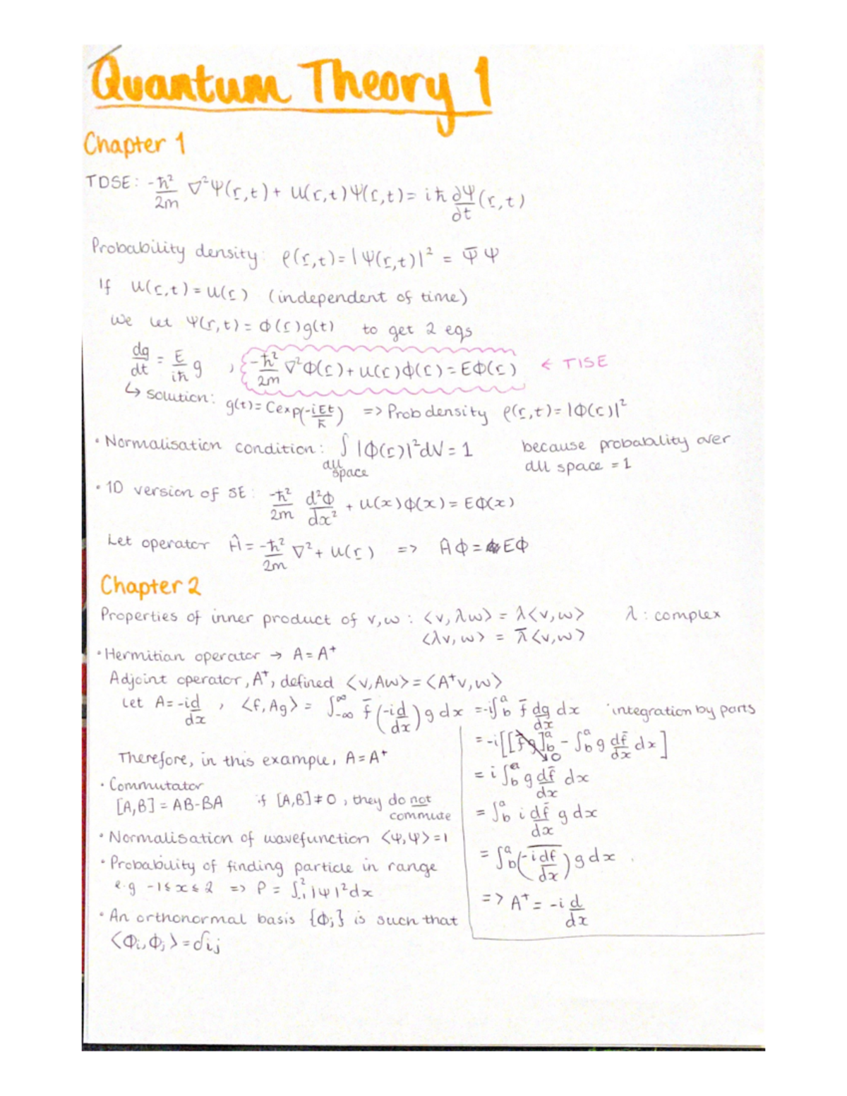 Quantum Theory 1 - Detailed course summary - MT3200 - Studocu