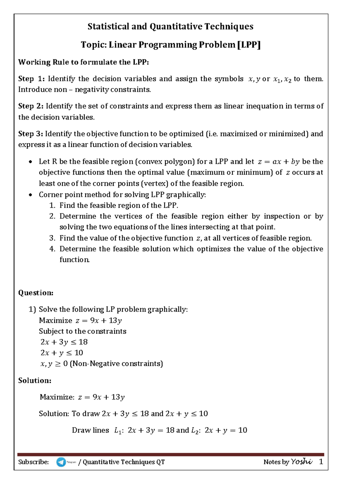 108 Qt Lpp Lecture Notes On Quantitative Technique Statistical And Quantitative Techniques