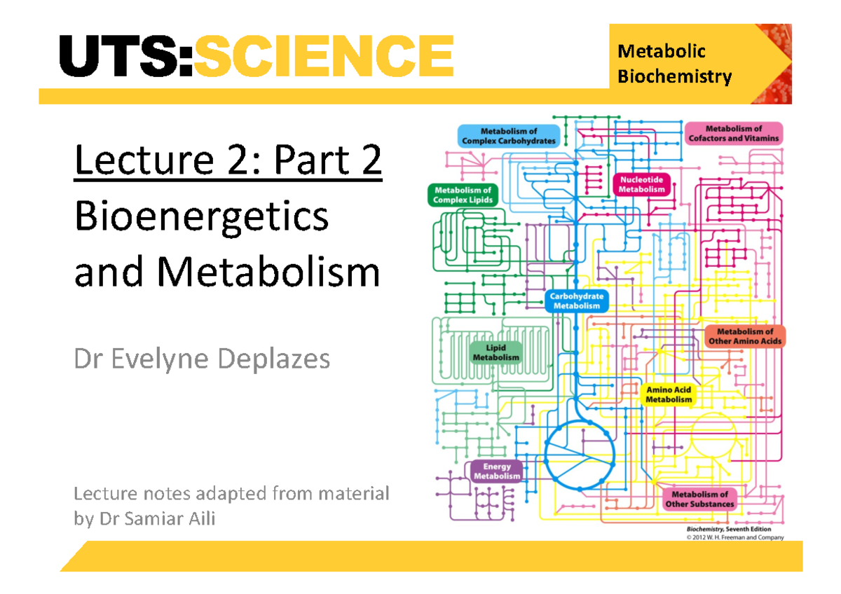 Metabolic Biochemistry Sem1 2021 Lecture 2 Part2 - UTS:SCIENCE ...