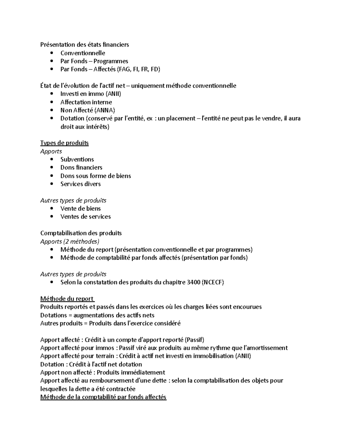 Fiches OSBL - Fiche d'audit pour les OSBLs - Présentation des états ...