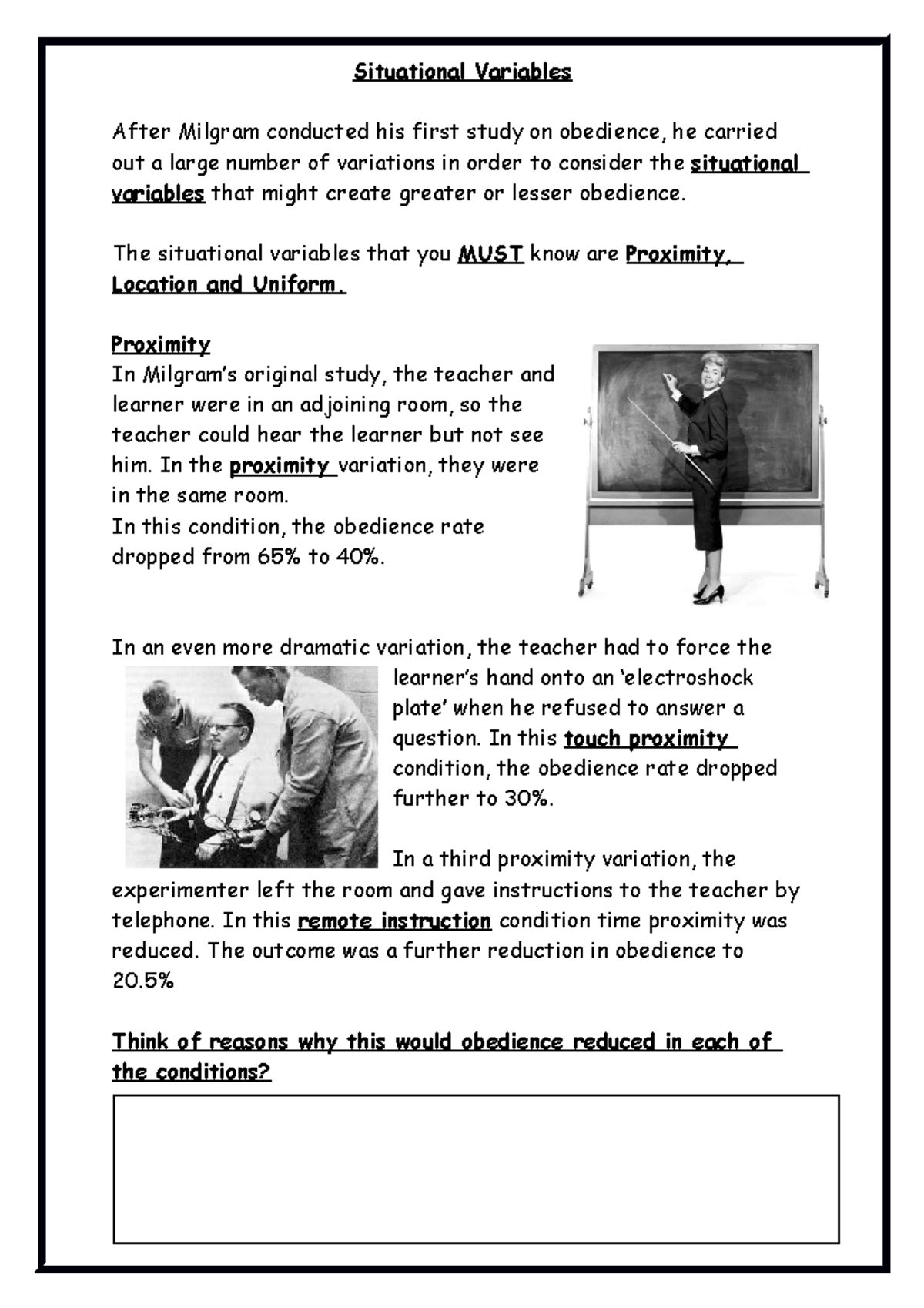 L5 - Situational Variables worksheets to fill - Situational Variables ...