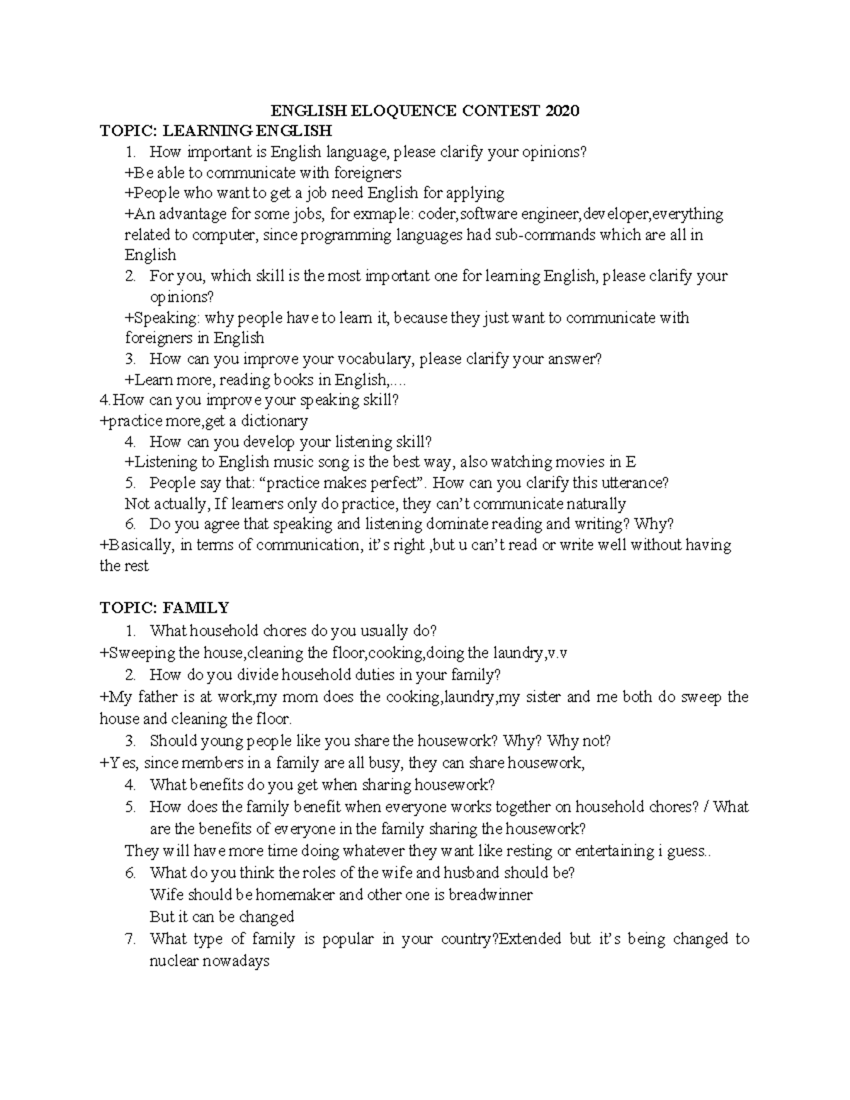 English Eloquence Contest 2020 ( Learning English) edited - ENGLISH ...