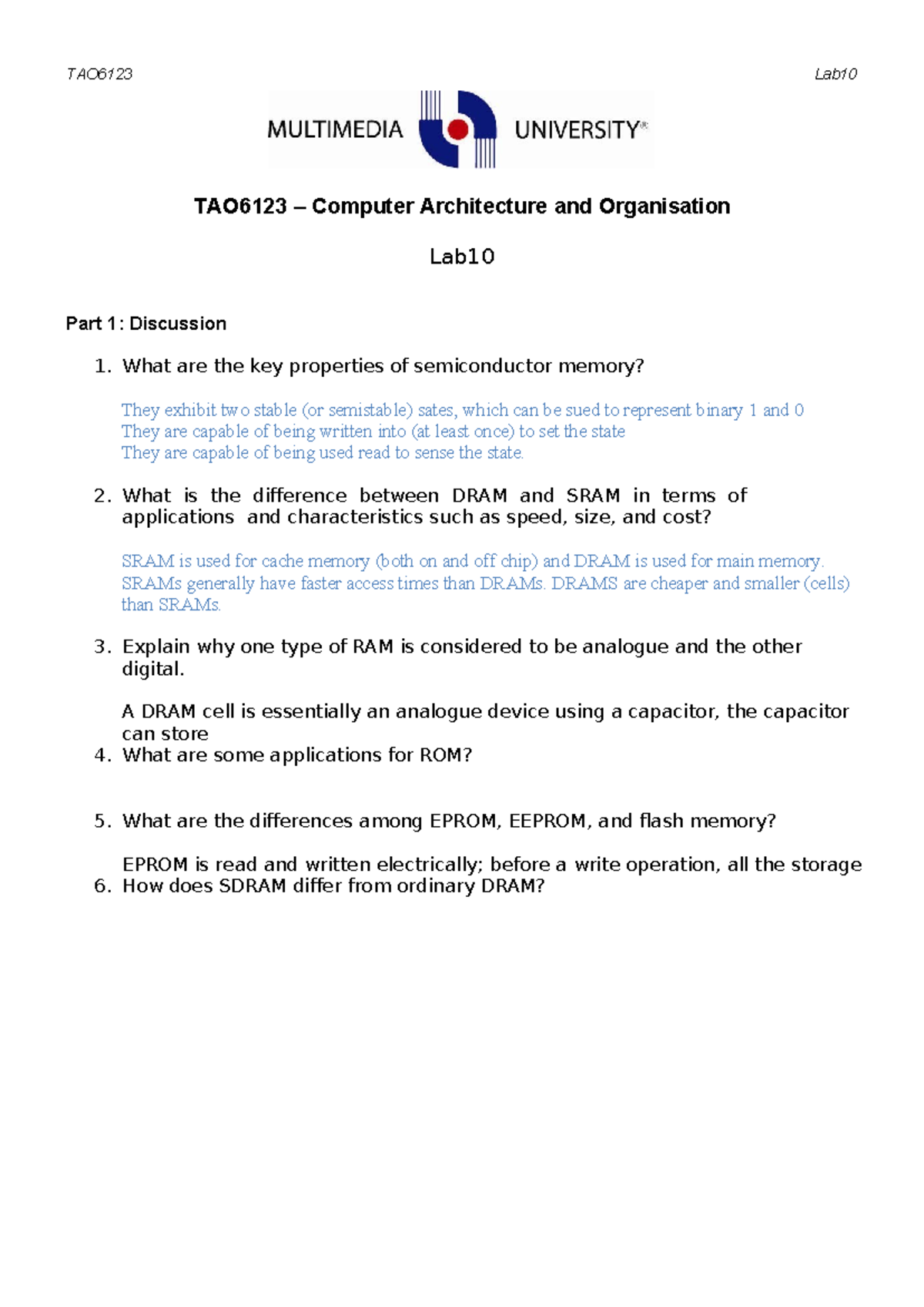 Lab10 Lab 10 Tao6123 Lab Tao6123 Computer Architecture And Organisation Lab Part 1