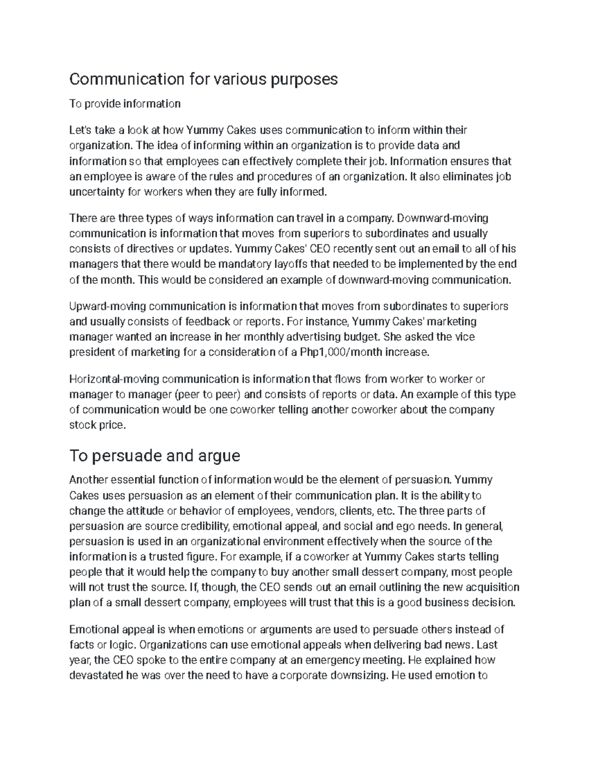 PC Finals 1 - Communication for various purposes - Communication for ...