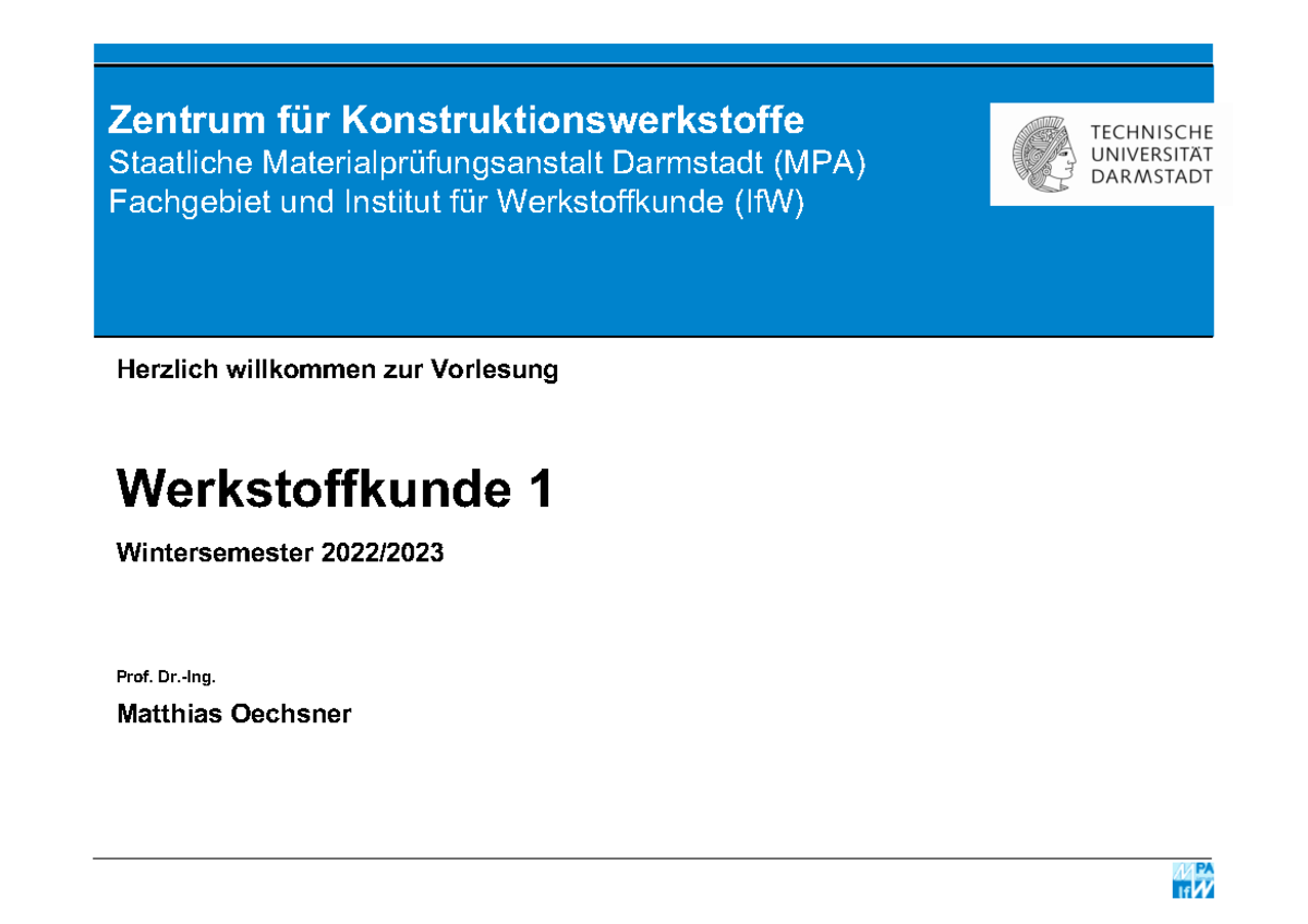 20221018 WK-I Einführung Werkstoffe - Stoffklassen - Zentrum für Konstruktionswerkstoffe ...