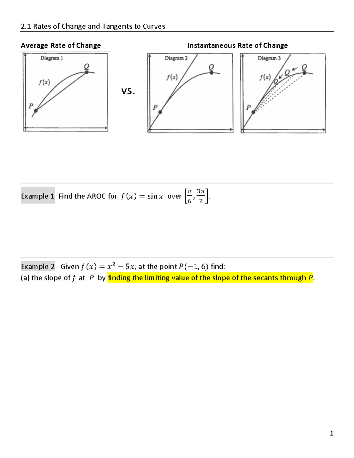 Rate Of Change Examples