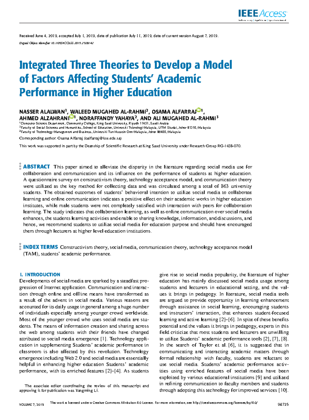Integrated Three Theories to Develop a Model of Factors Affecting ...
