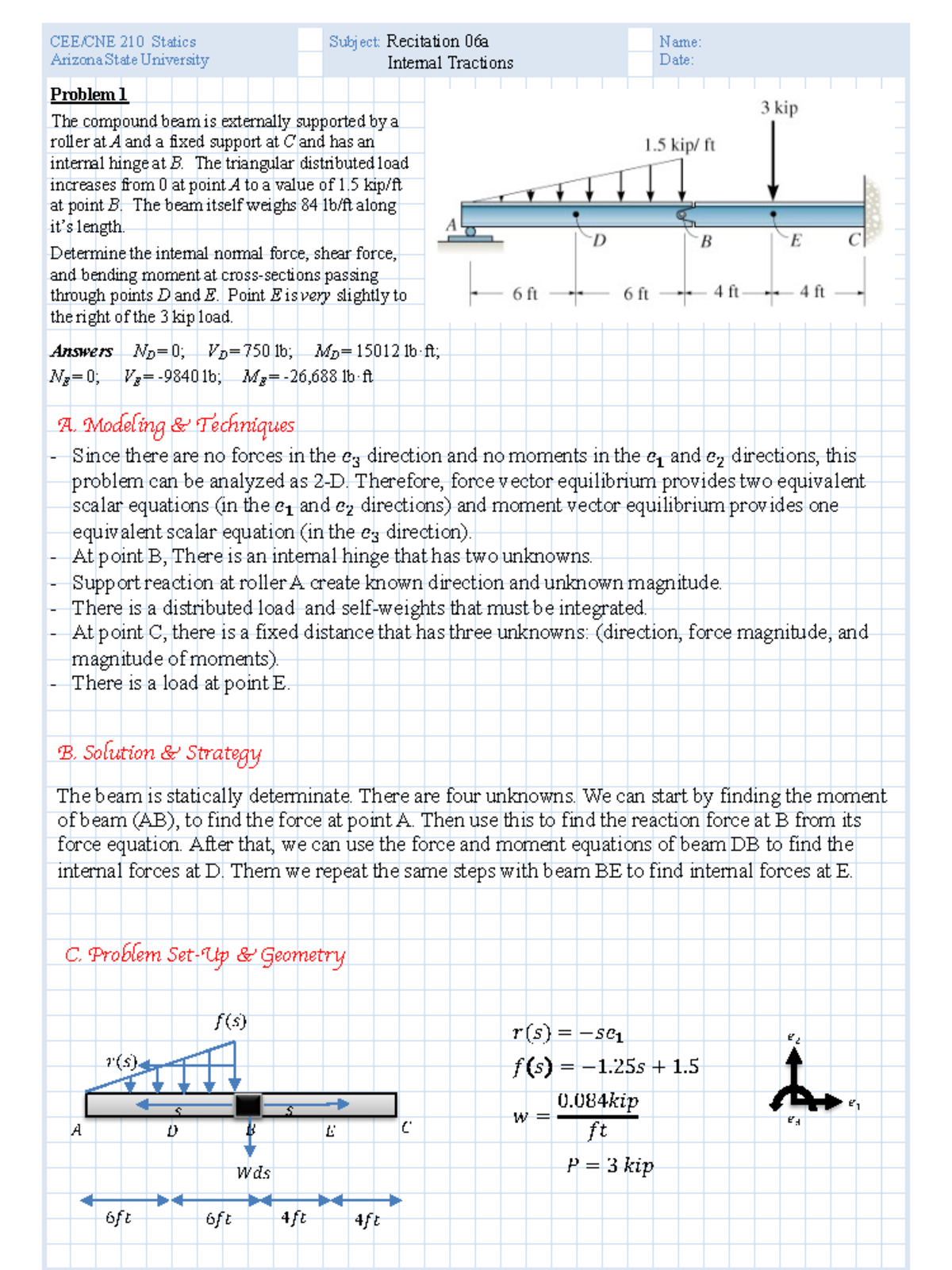 Internals-PROB - Internals module 6 problem provided for extra information. - Name: Date: CEE ...