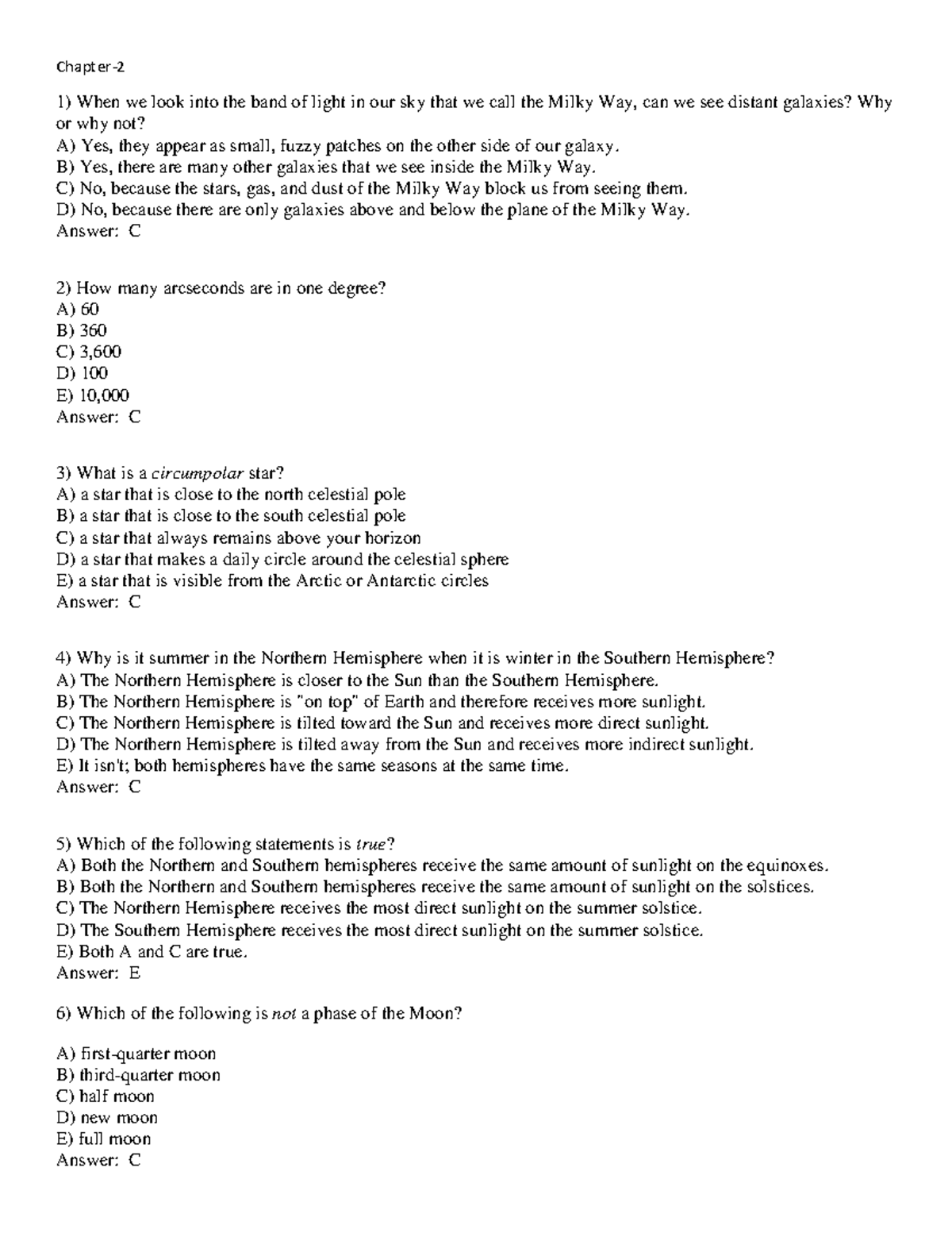 Chapter 2-Questions - PRACTICE - Chapter- When we look into the band of ...