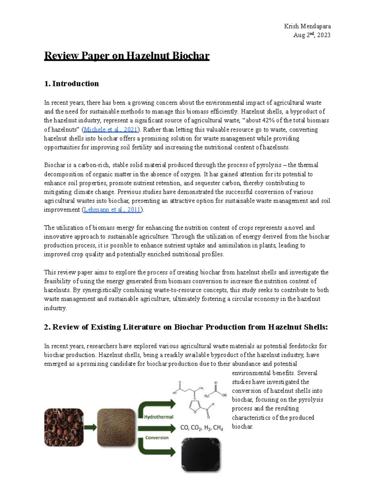 Review Paper on Hazelnut Biochar - Introduction In recent years, there ...