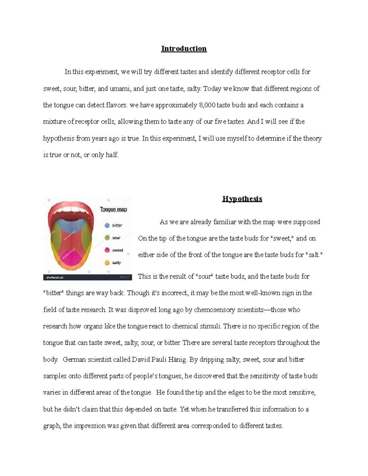 Taste zones - Introduction In this experiment, we will try different ...