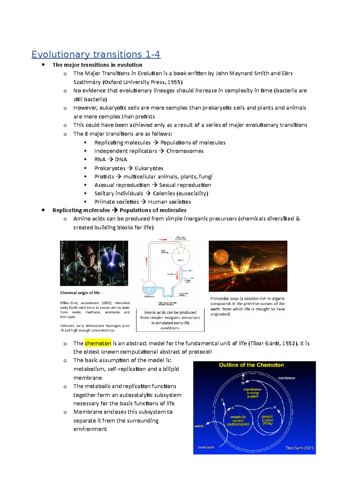 Major transitions in evolution - It is the oldest known computational ...