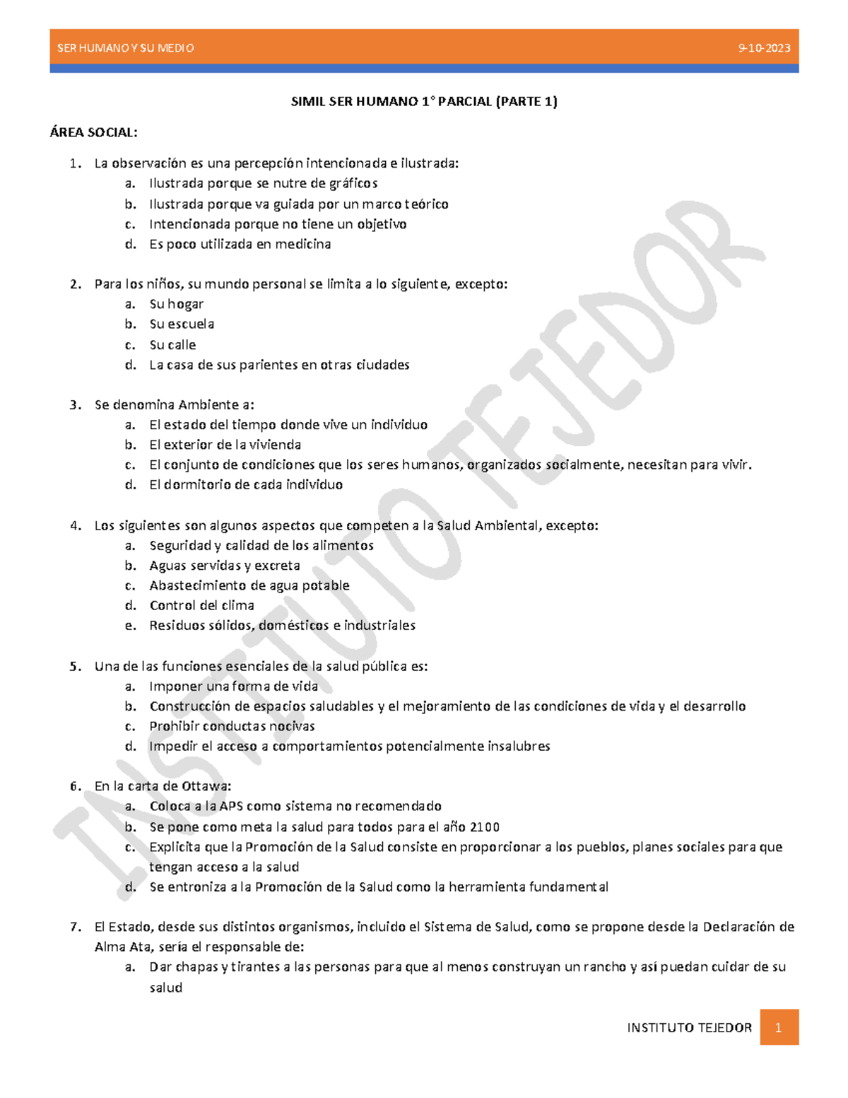 Simil Primer Parcial SER Humano Parte 1 - SIMIL SER HUMANO 1° PARCIAL ...