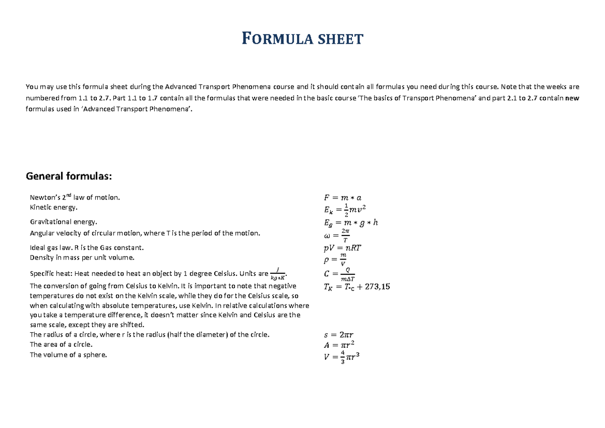 Formuleblad heat transfer - Warning: TT: undefined function: 32 Warning: TT: undefined function ...