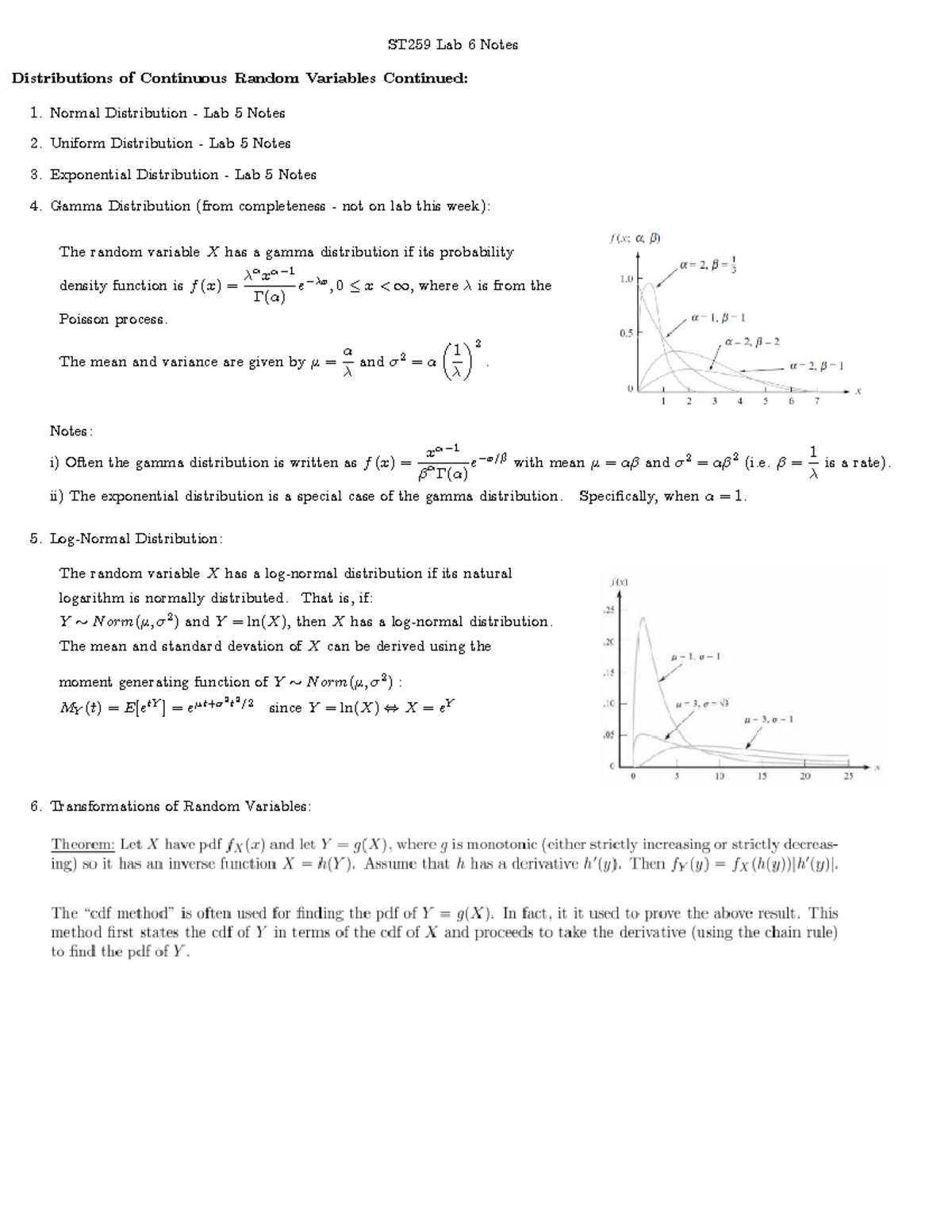 ST259 L6F23 Notes - ST259 Lab 6 Notes Distributions of Continuous ...