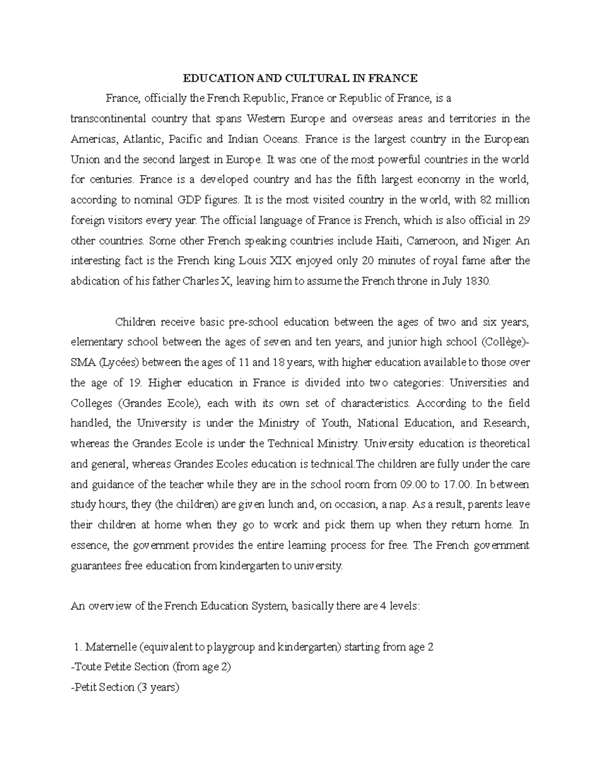 Education AND Cultural IN France - EDUCATION AND CULTURAL IN FRANCE ...