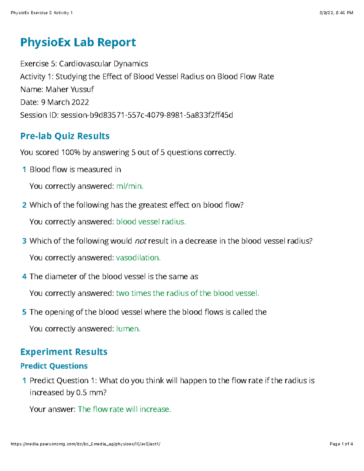 Physio Exercise 5 Activity 1 - PhysioEx Lab Report Exercise 5 ...
