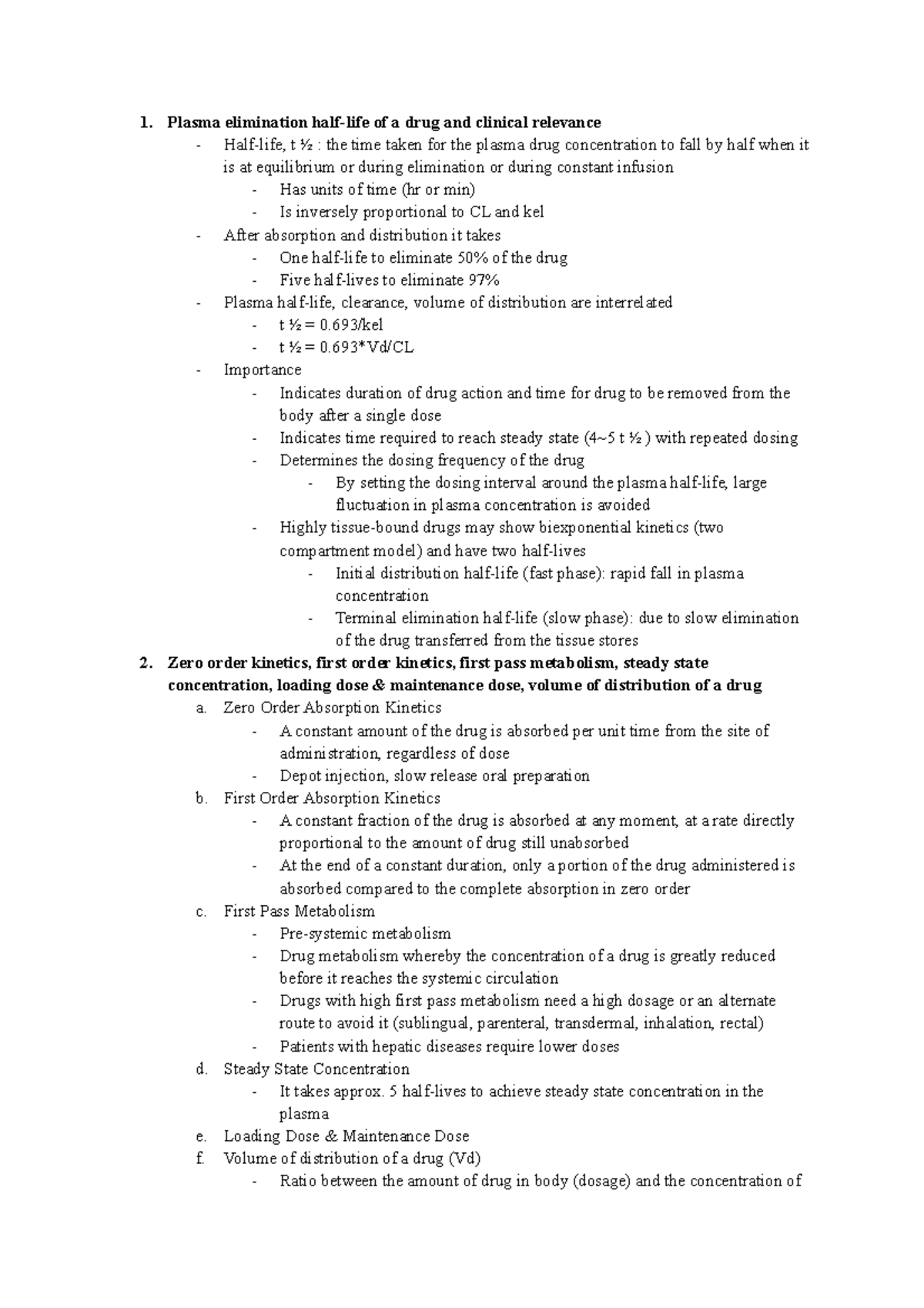 Pharmacokinetics 3 - Plasma elimination half-life of a drug and ...