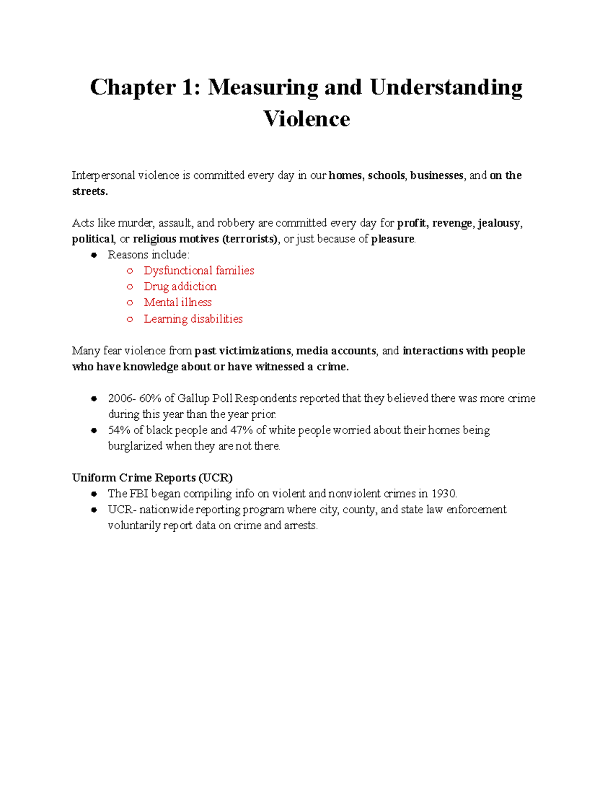 Victimology 375 Notes - Chapter 1: Measuring and Understanding Violence ...