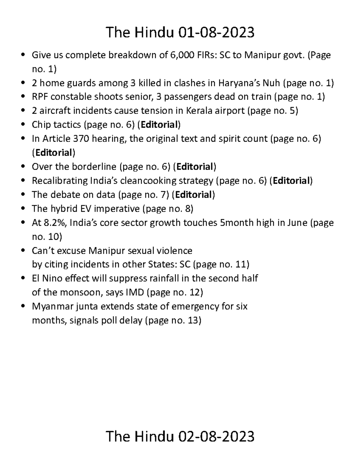 The Hindu August - The Hindu 01-08- Give us complete breakdown of 6,000 ...