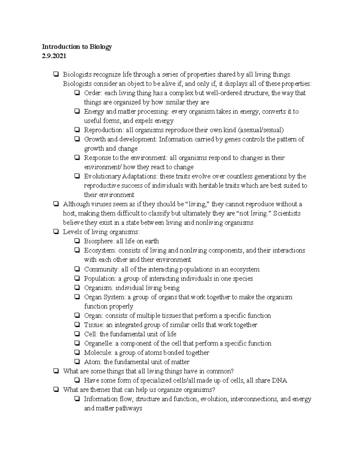 2.9.2021 intro - Introduction to Biology 2. Biologists recognize life ...