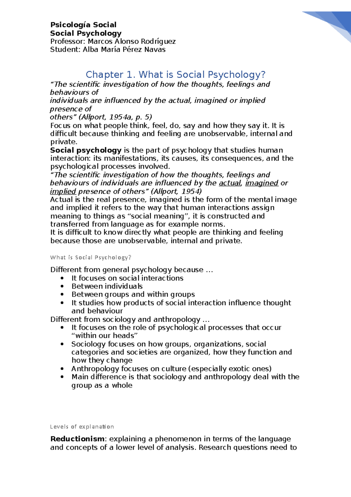 Chapter 1. What is Social Psychology? - Psicología Social Social ...