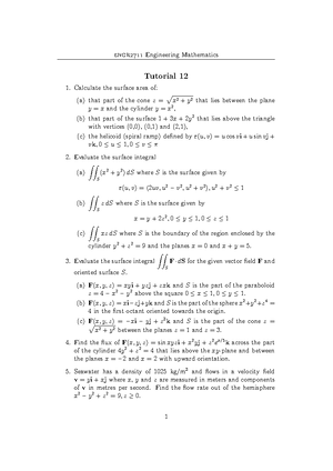 Tutorial 2 2020 - MATH2711 Engineering Mathematics Tutorial 2 Check ...