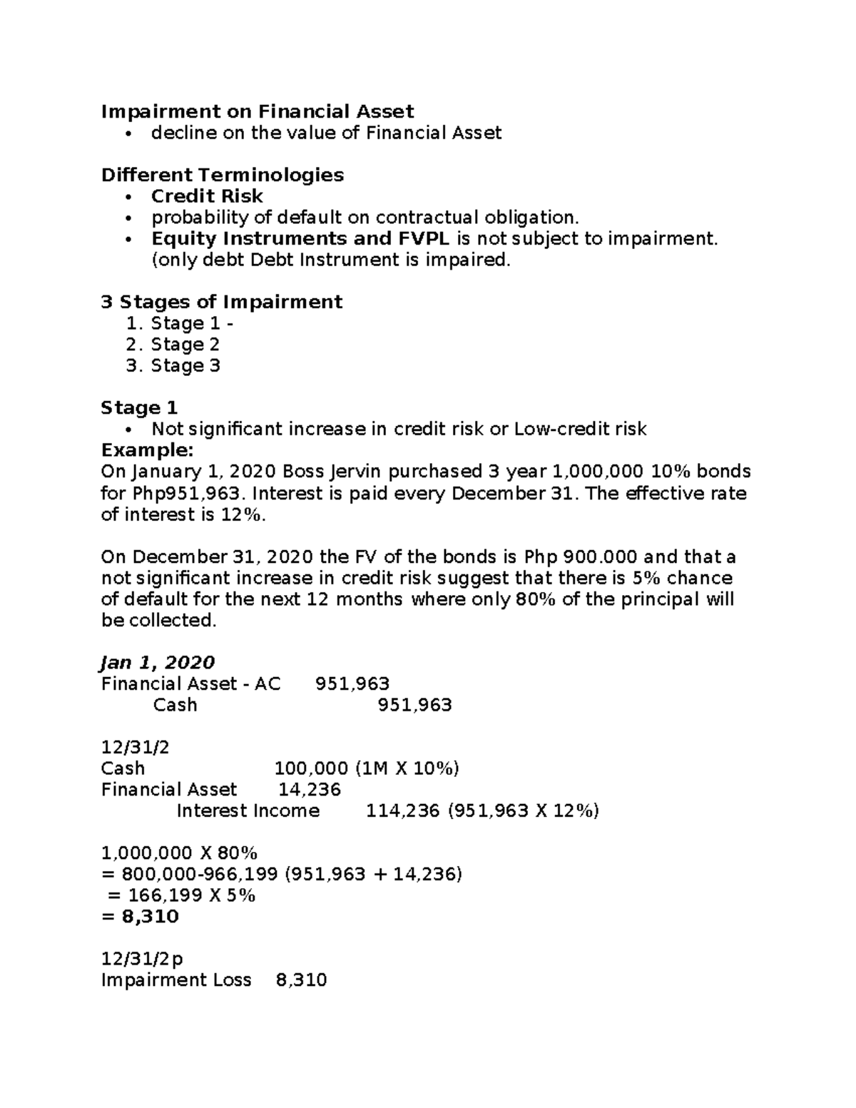 Impairment - Equity Instruments and FVPL is not subject to impairment ...