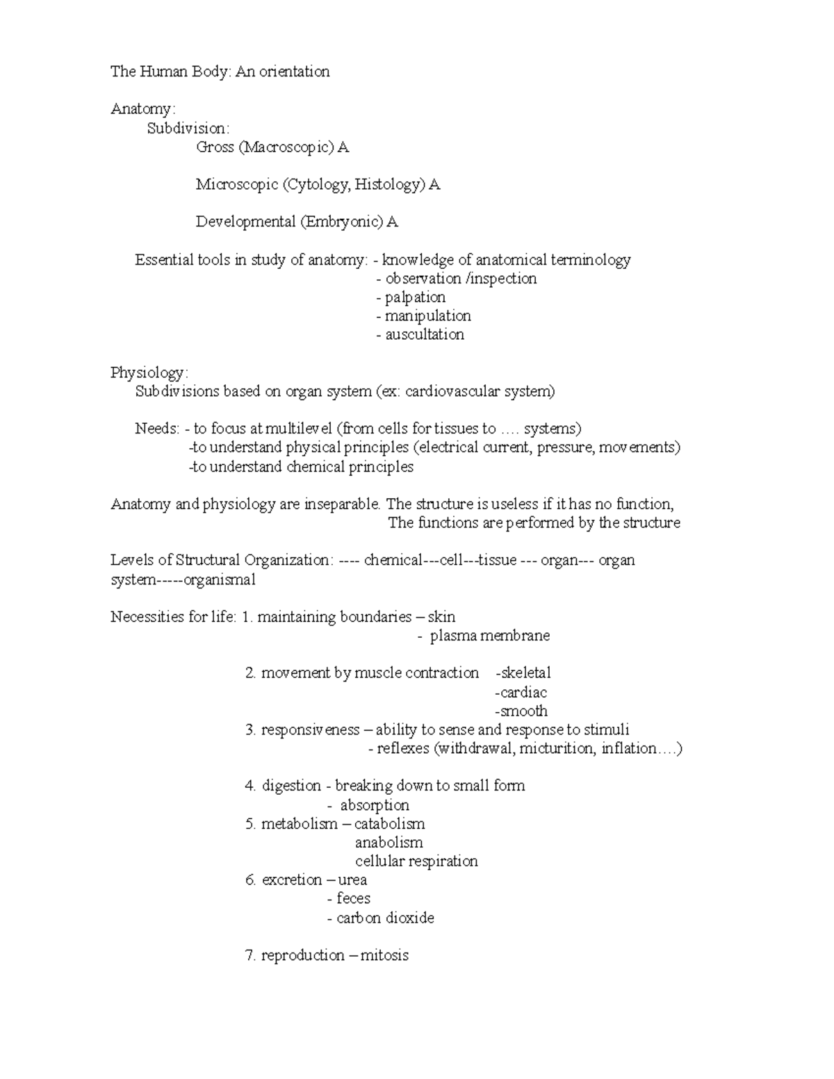 Chapter 1 Orientation of Human body - BIO 231 - Oakton - Studocu