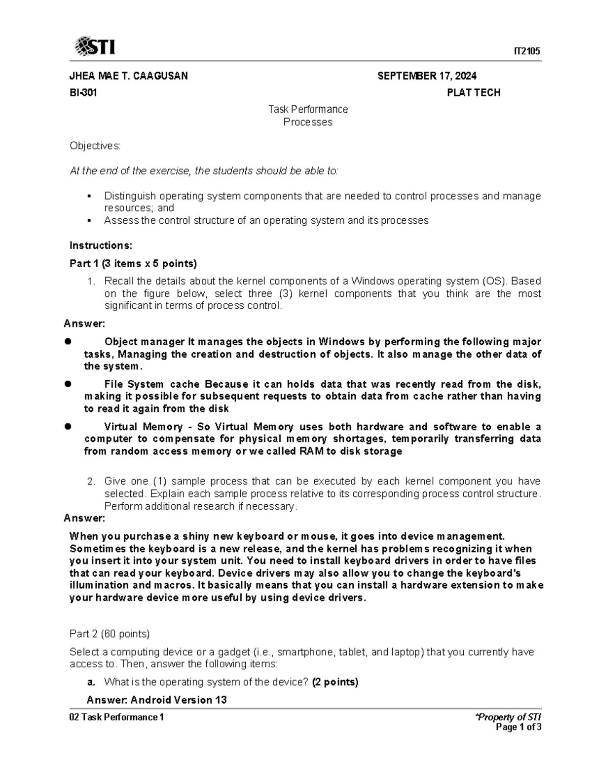 Caagusan 02 Task Performance 1 - IT 02 Task Performance 1 *Property of ...