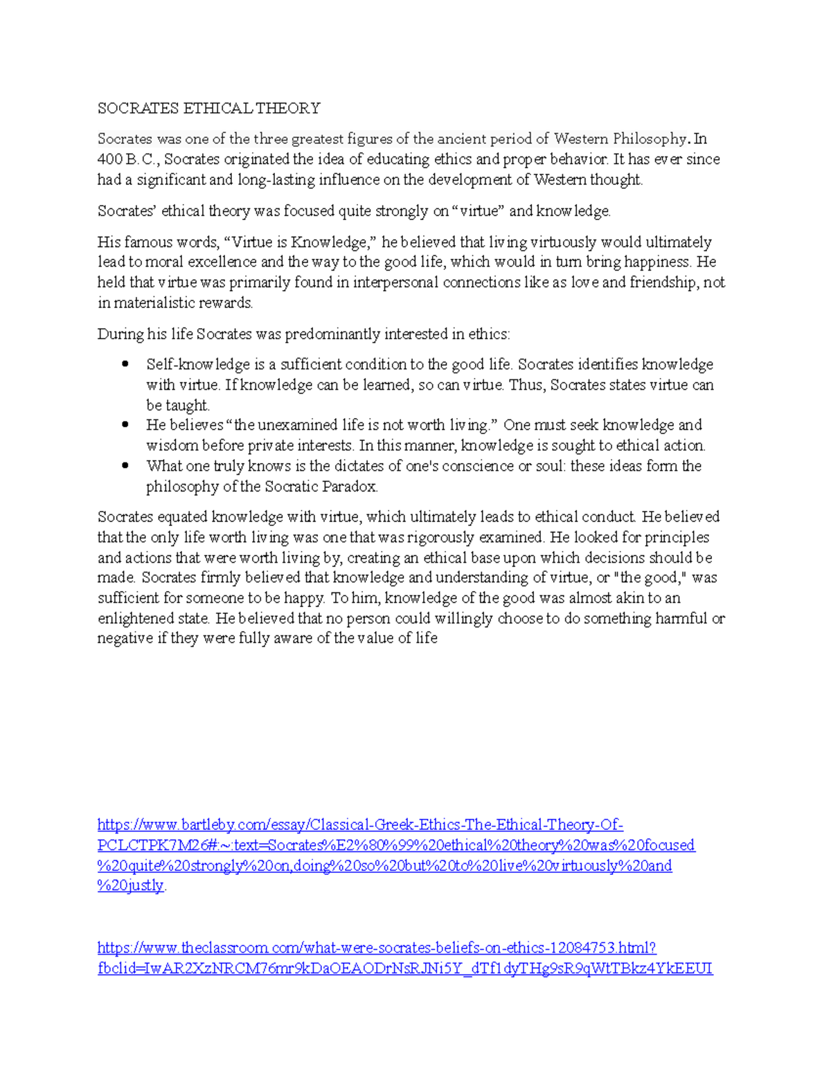 Socrates Ethical Theory - SOCRATES ETHICAL THEORY Socrates was one of ...