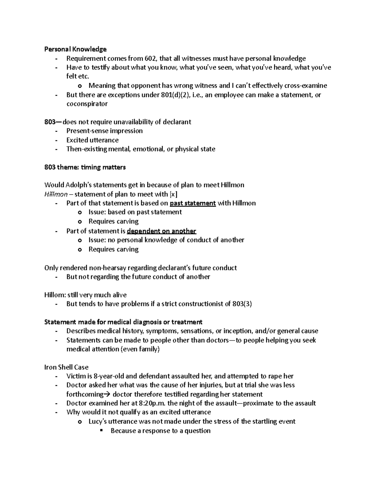 Evidence (10:24) - Personal Knowledge - Requirement comes from 602 ...