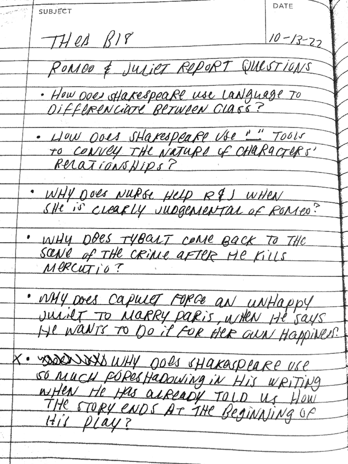 Romeo juliet report questions - THEA B18 - Studocu