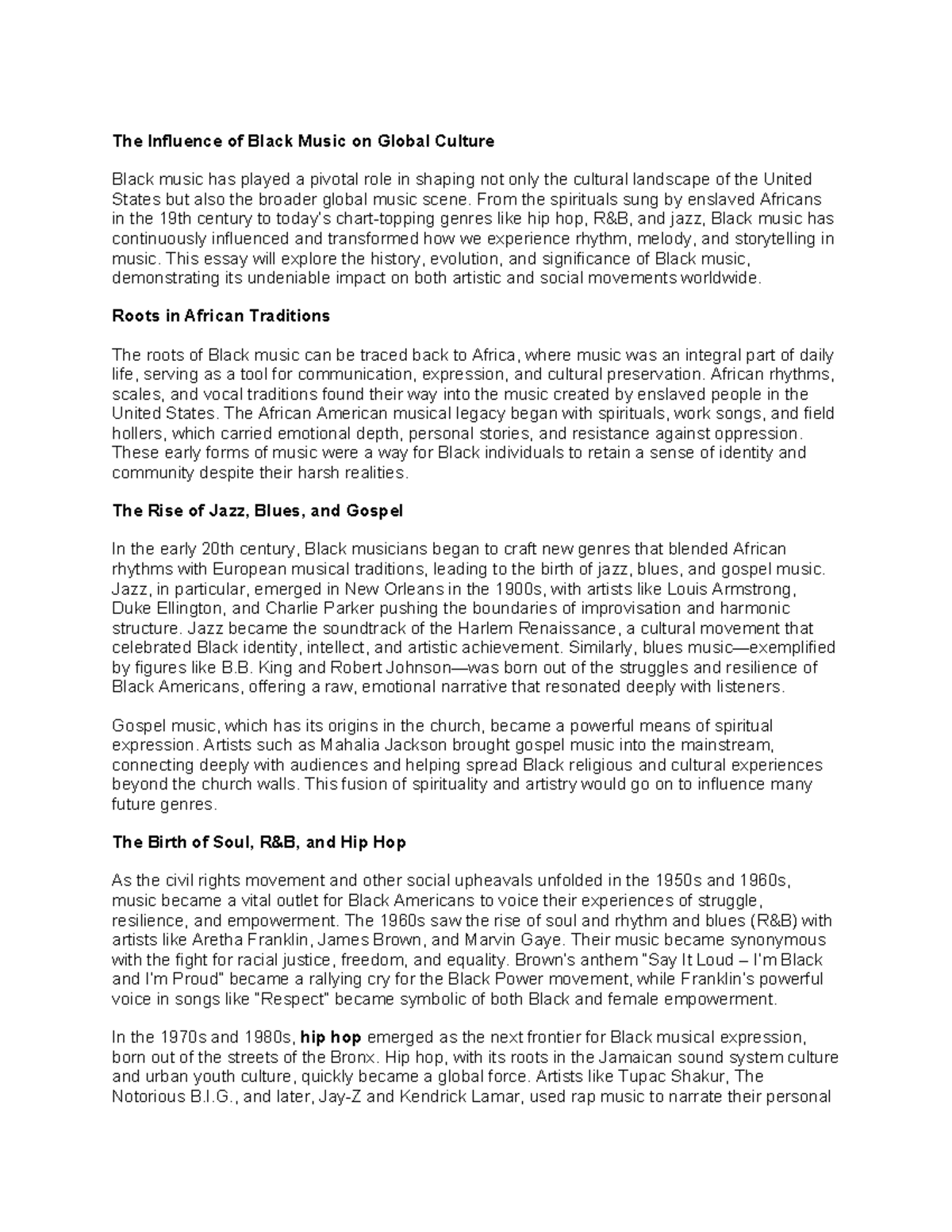 The Influence of Black Music on Global Culture - From the spirituals ...