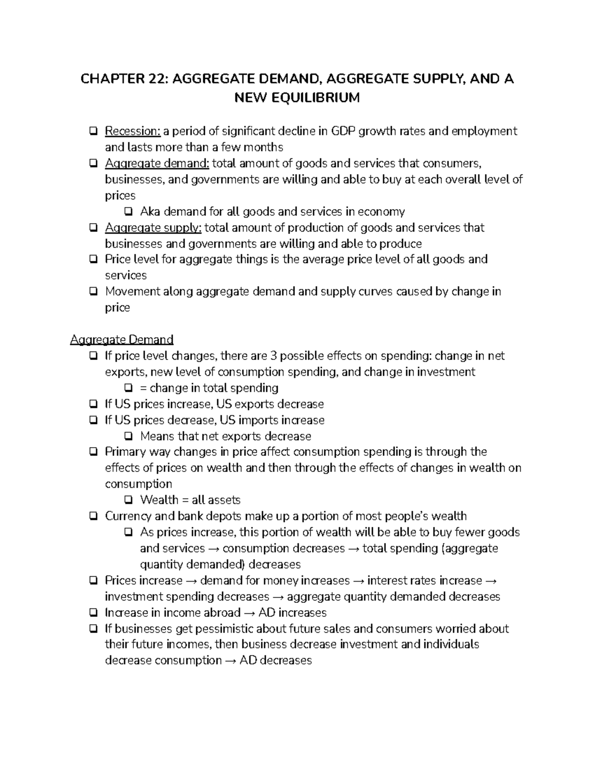 Chapter 22- Aggregate Demand, Aggregate Supply, and A New Equilibrium ...