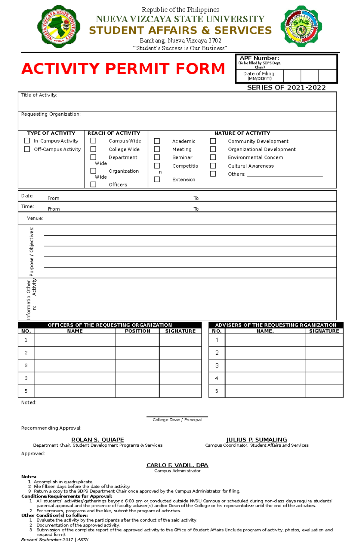 Activity-Permit - It is helpful to make an activity permit - Republic ...