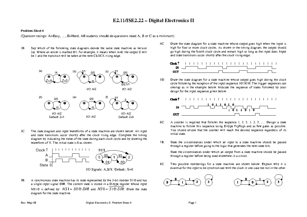 2010-2011 Problem Sheet 4 - E2.11/ISE2 – Digital Electronics II Problem ...