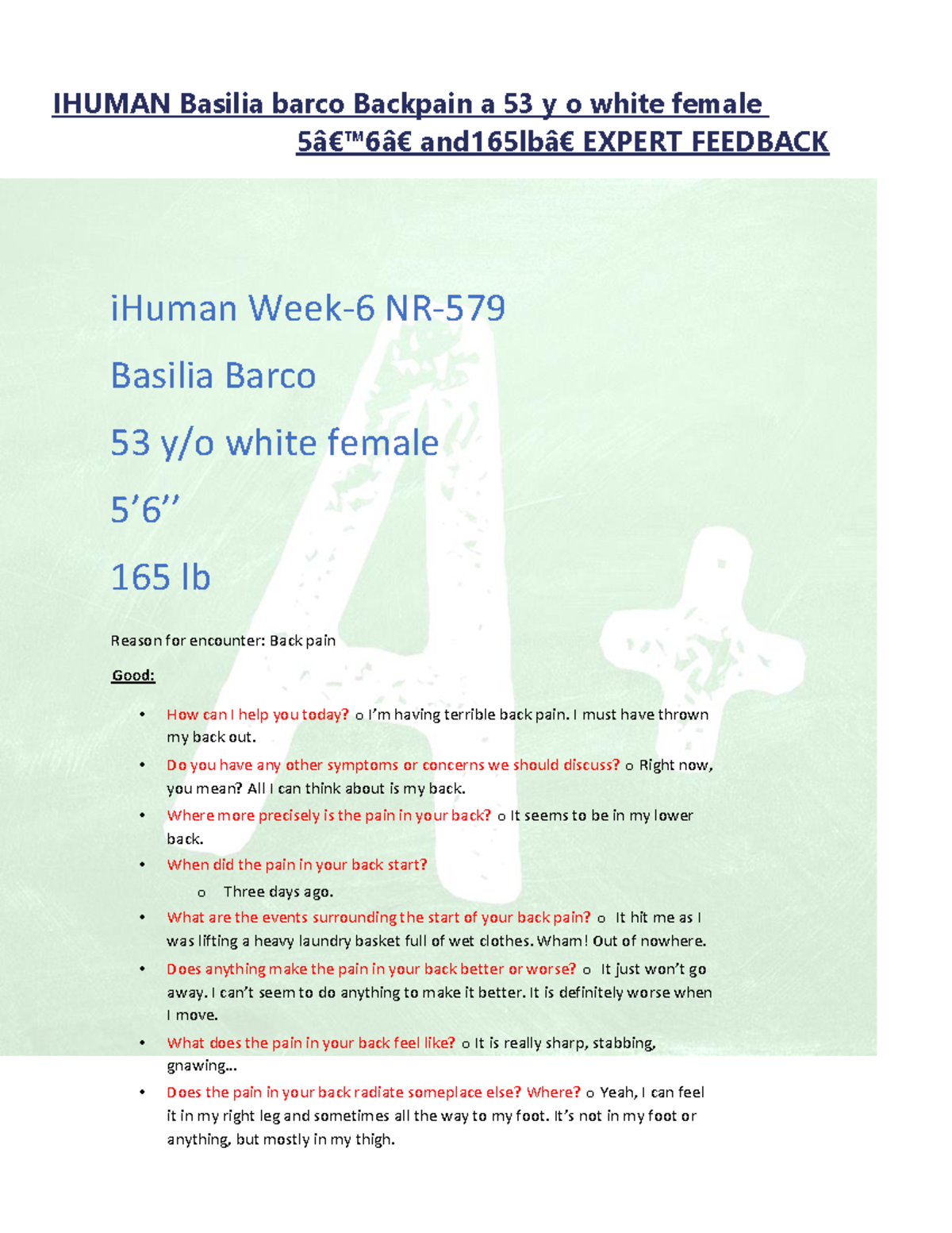 Ihuman basilia barco backpain a 53 y o white female 5 6 and 165lb ...