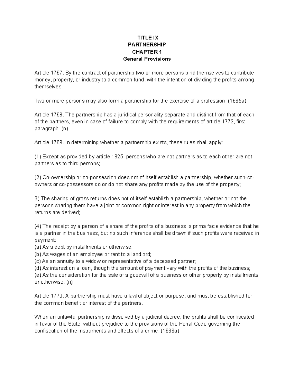 BLR - Partnership - notes - TITLE IX PARTNERSHIP CHAPTER 1 General ...